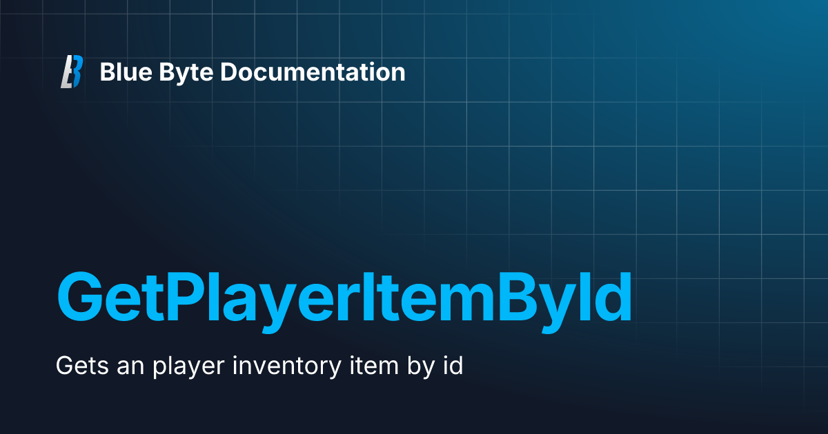 GetPlayerItemById | Blue Byte Documentation